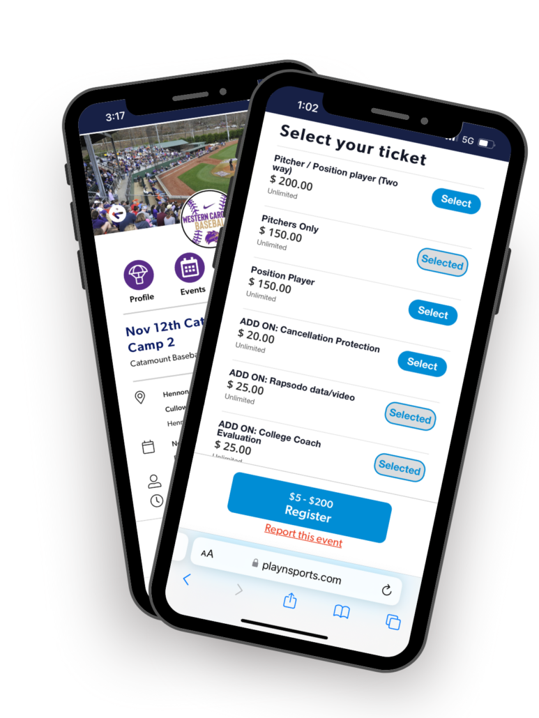 Bookings, Ticketing and Registration Software for Sports